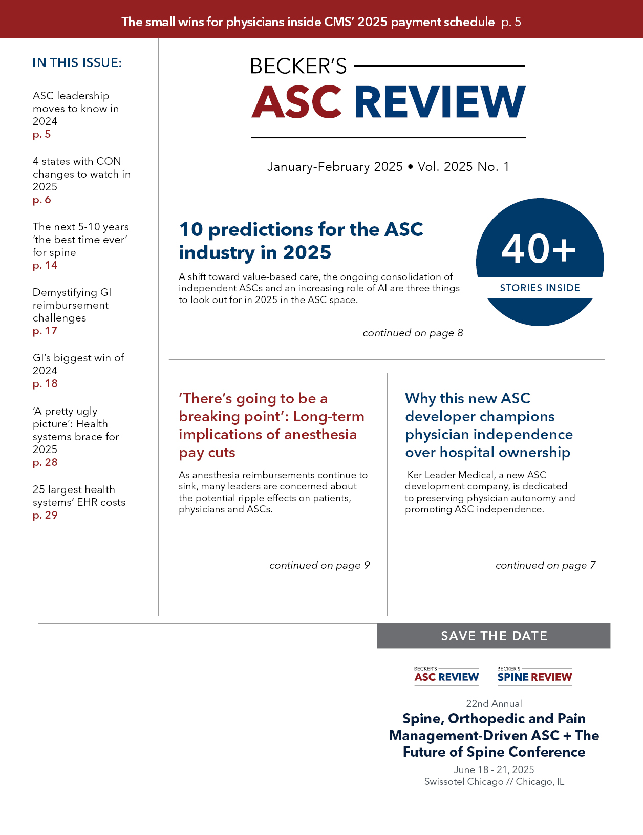 January/February 2025 Issue of Becker's ASC Review - Becker’s ASC