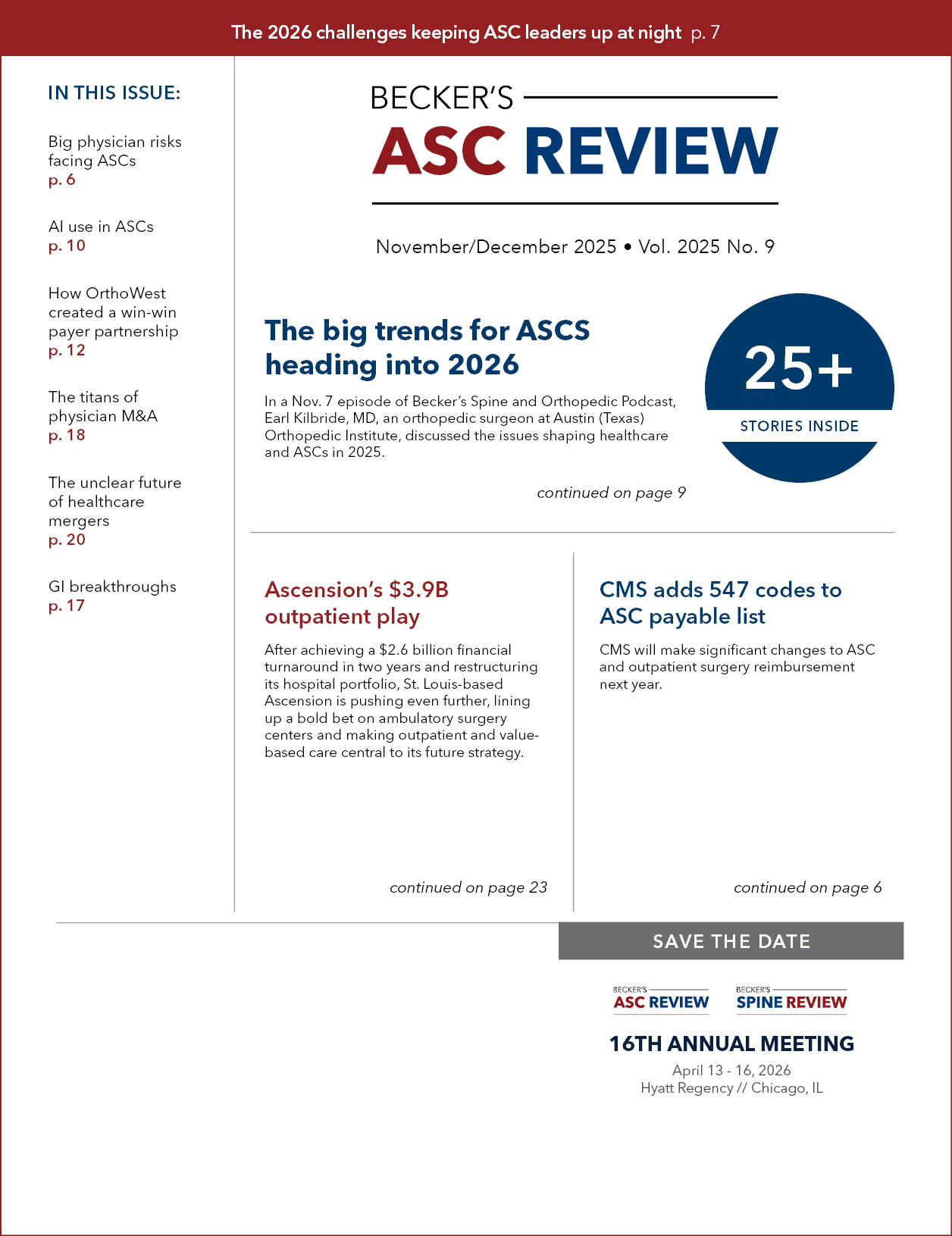 November/December 2025 Issue of Becker's ASC Review - Becker’s ASC